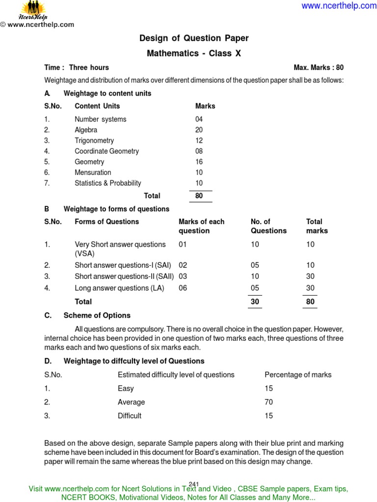 Cbse Sample Papers Class 10 Maths With Solution Download | PDF ...