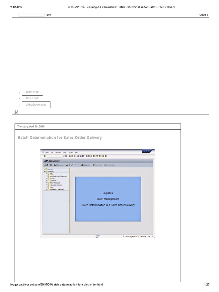 Batch Determination For Sales Order Delivery | PDF | Inventory ...