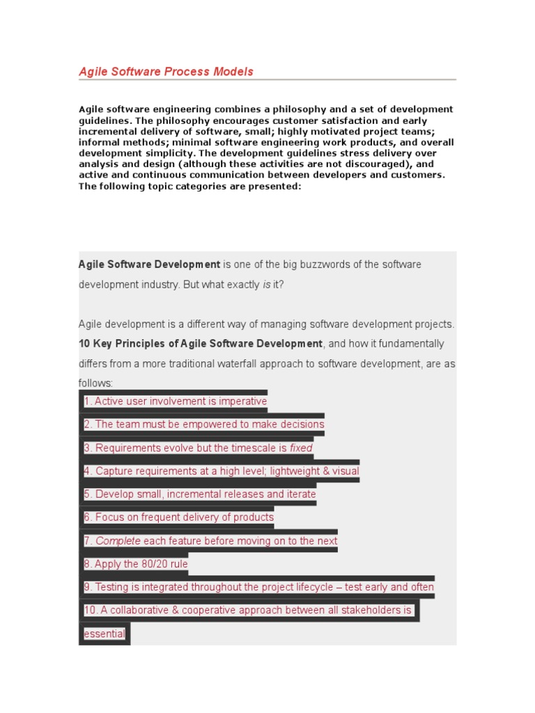 Agile Software Process Models | PDF | Agile Software Development | Software Development
