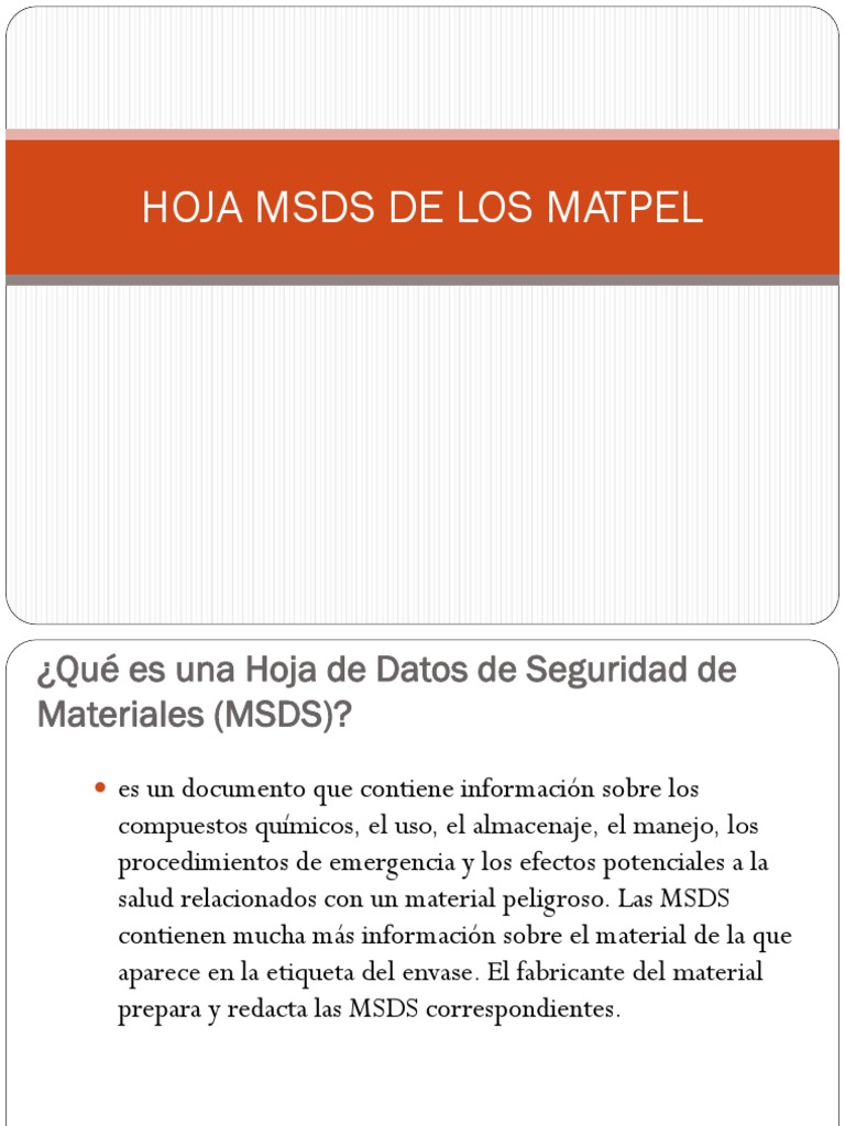 Hoja MSDS | PDF | Sustancias químicas | Mercancías peligrosas