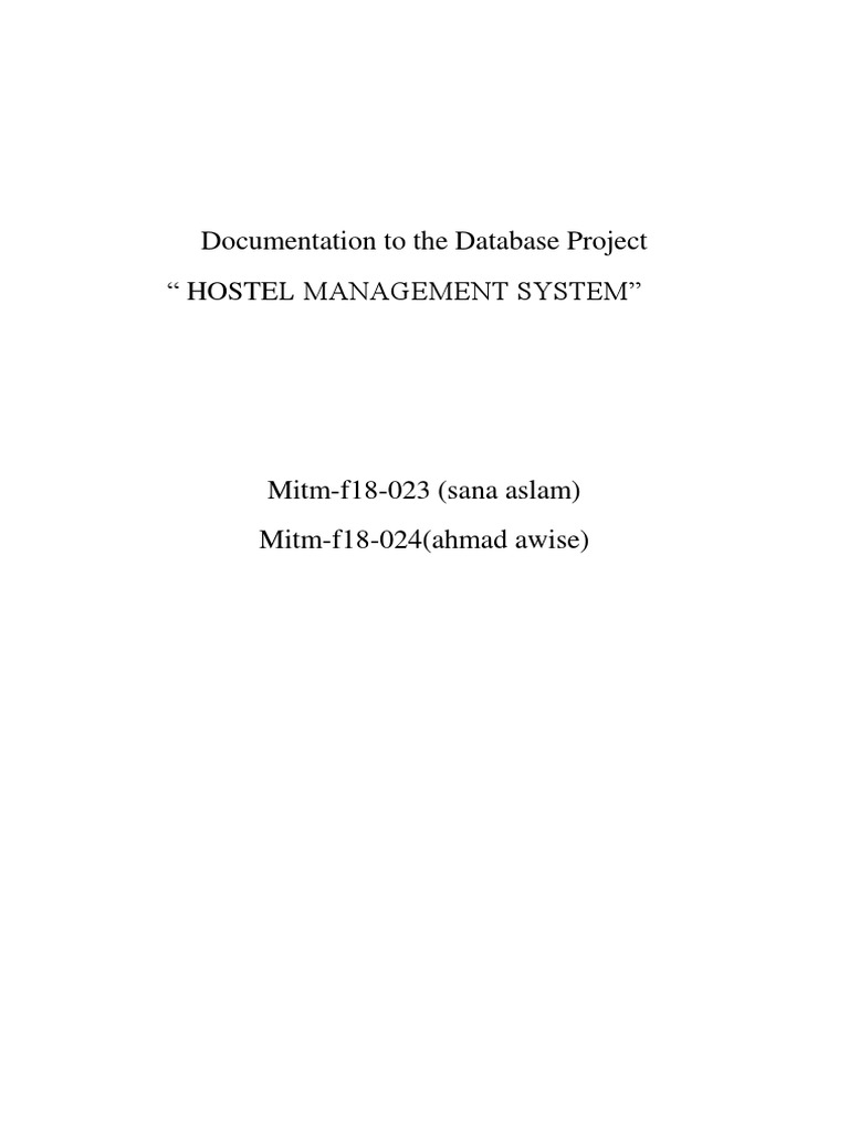 Hostel Management System | PDF | Databases | Information Science