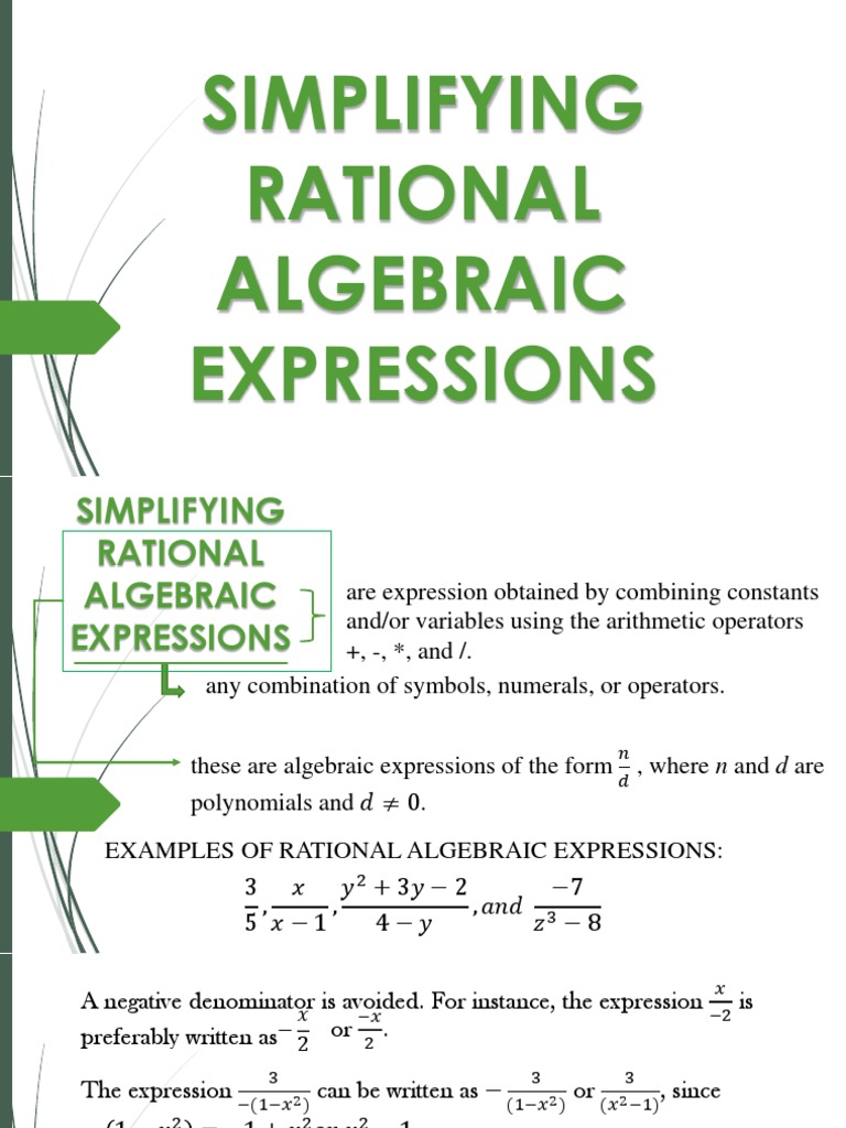 Simplifying Rational Algebraic Expressions | PDF | Fraction ...