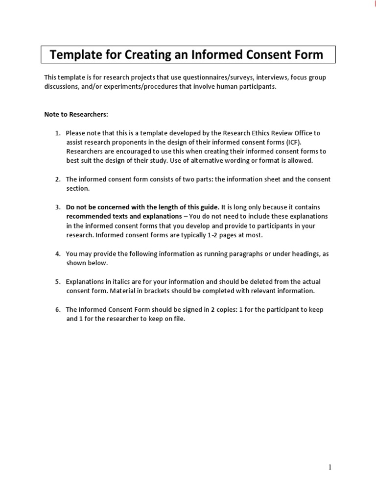 template-for-creating-an-icf.pdf | Informed Consent | Focus Group