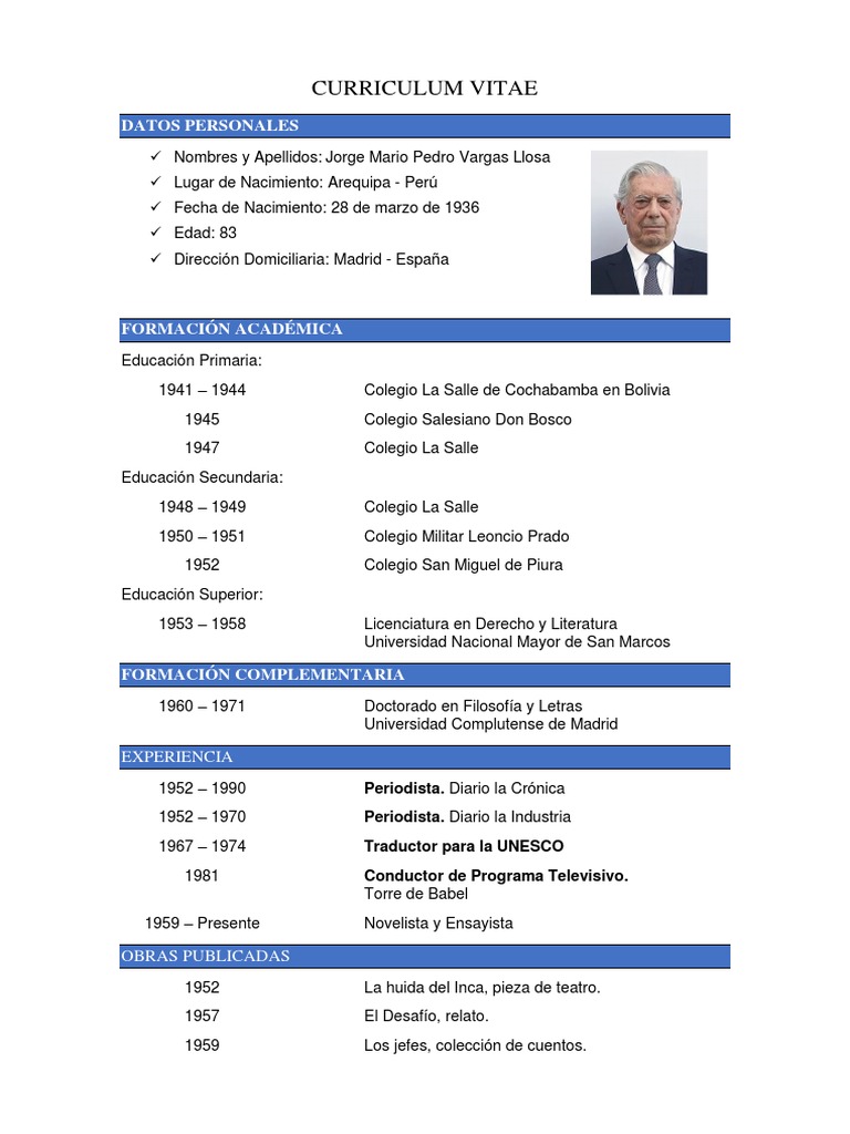 Curriculum Vitae - MVL | PDF | Educación avanzada