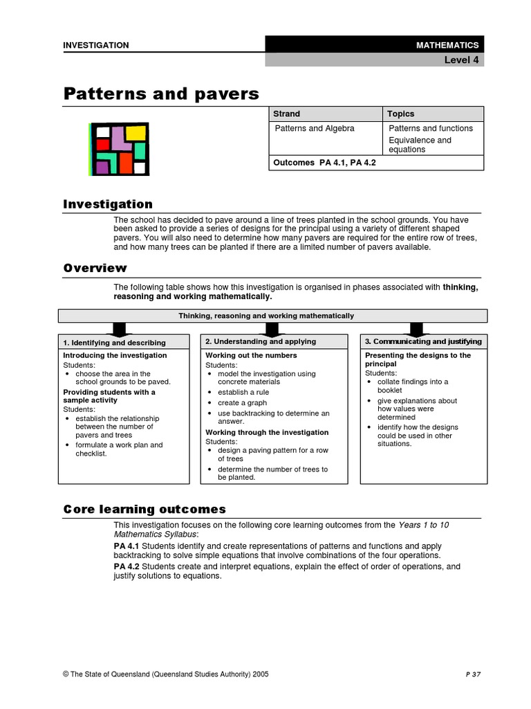 Kla Maths Investigation Pattern | PDF | Equations | Area