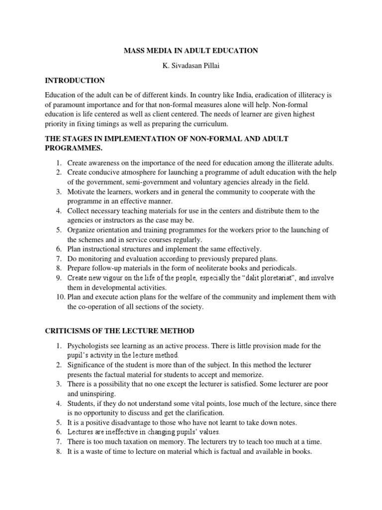 Criticism of Lecture Method | PDF | Lecture | Adult Education