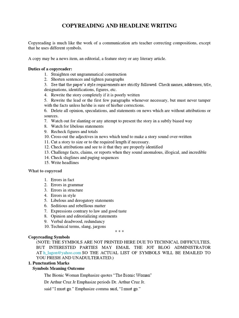 Copyreading and Headline Writing | PDF | Semiotics | Linguistics