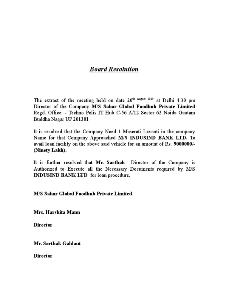 Board of Resolution | PDF
