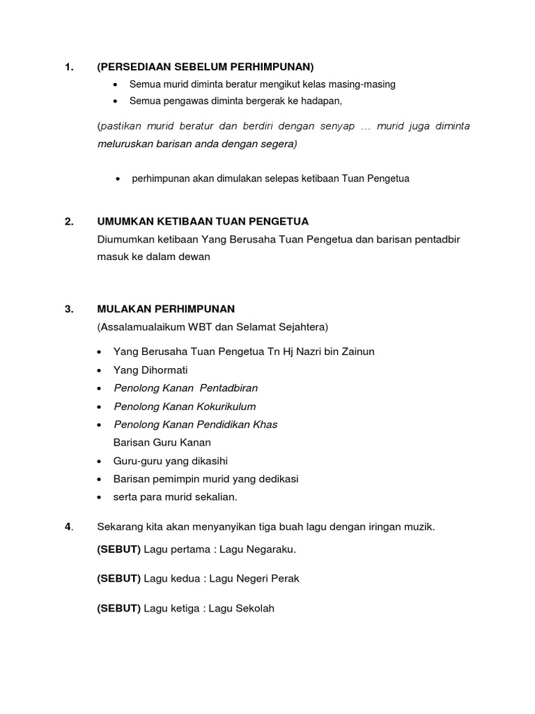 Skrip Emcee Perhimpunan Sekolah | PDF