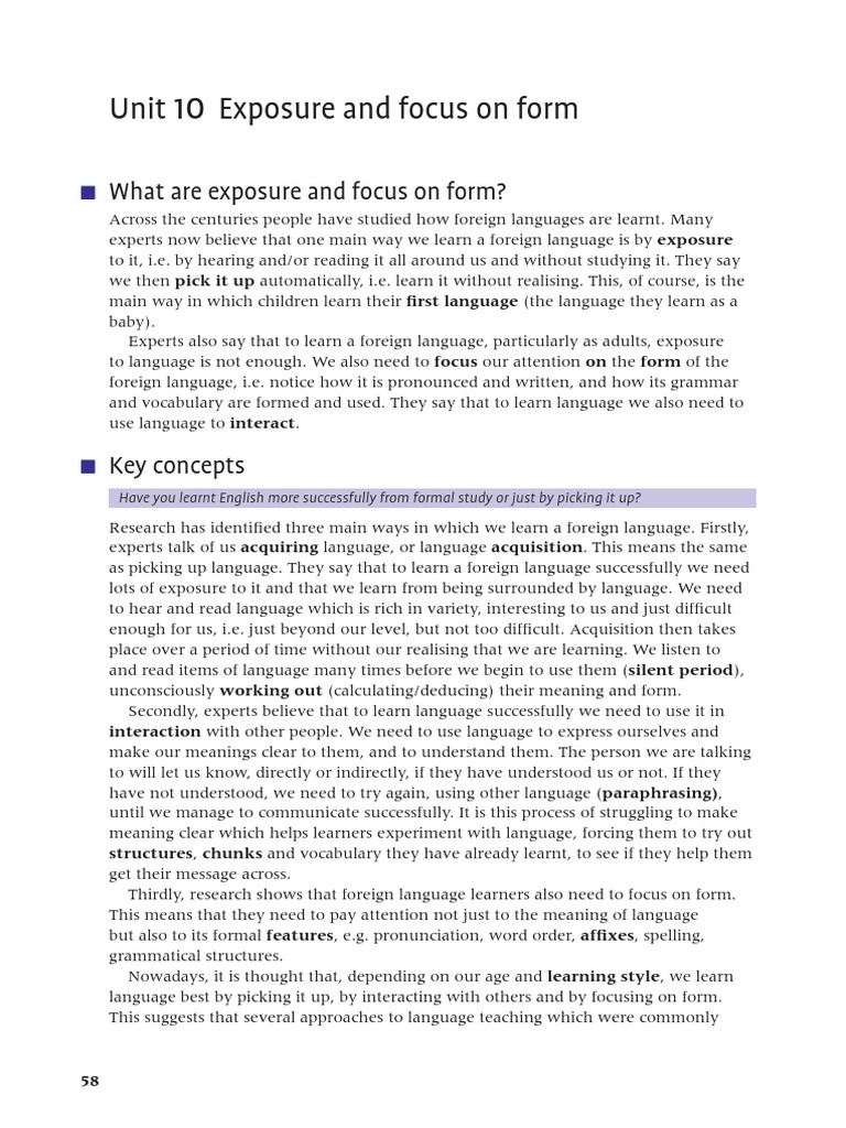 Exposure and Focus On Form | PDF | Language Education | Foreign Language