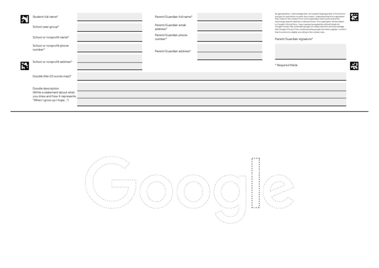 Google Doodle Entry Form Download | PDF | Cyberspace | World Wide Web