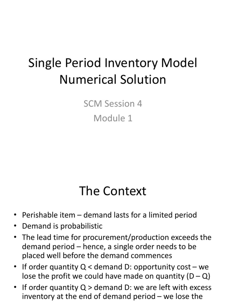 SCM Session 3 Module 1 - SPI Model (Numerical Solution) | PDF | Business