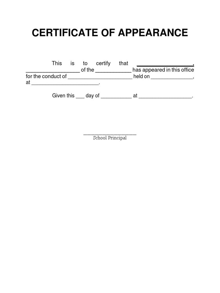 Certificate of Appearance | PDF