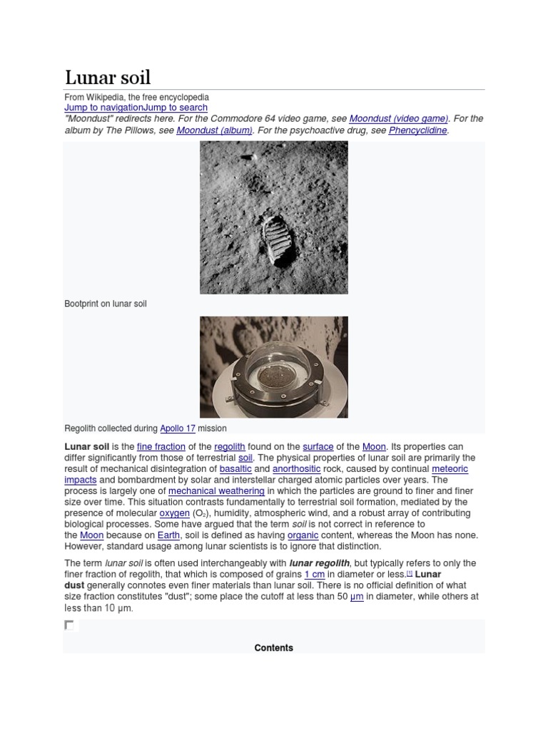 Lunar Soil: Jump To Navigationjump To Search | PDF | Moon | Planetary ...