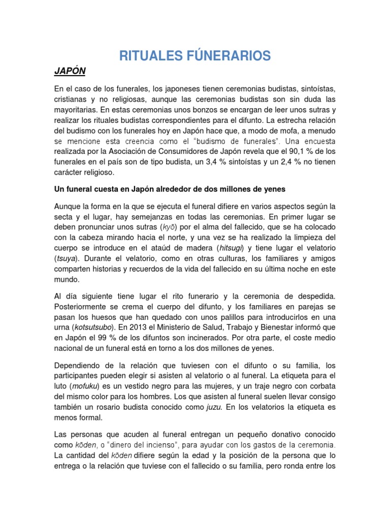 Rituales Fúnerarios | PDF | Entierro | Funeral
