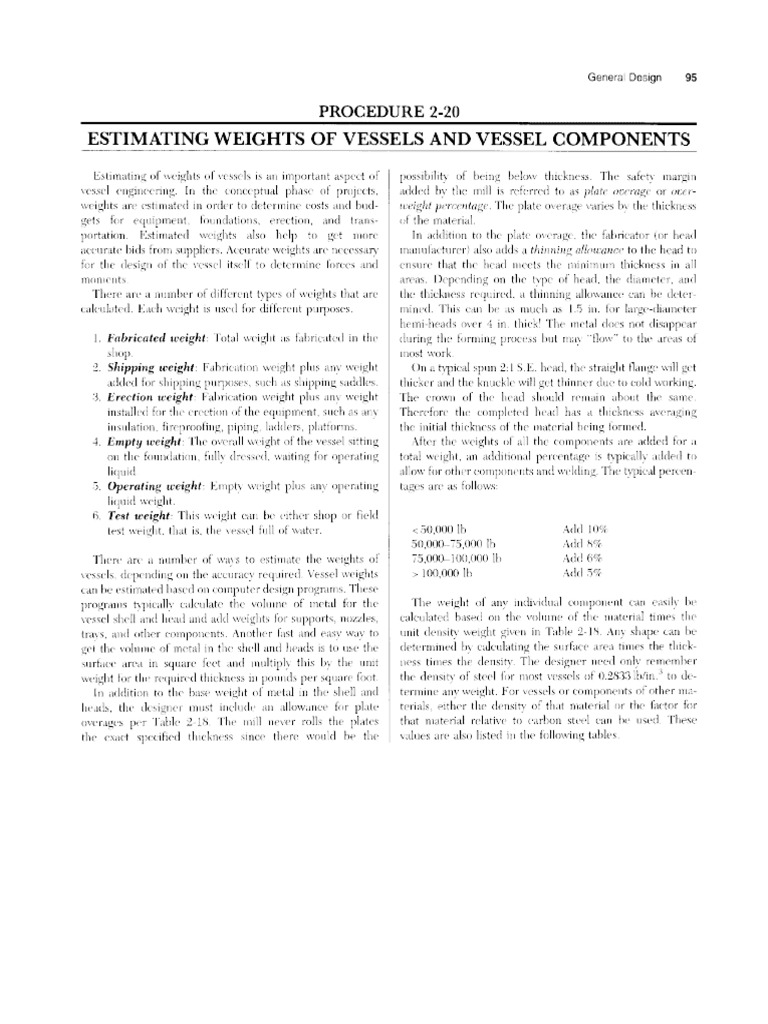 Pressure Vessel Weights | PDF