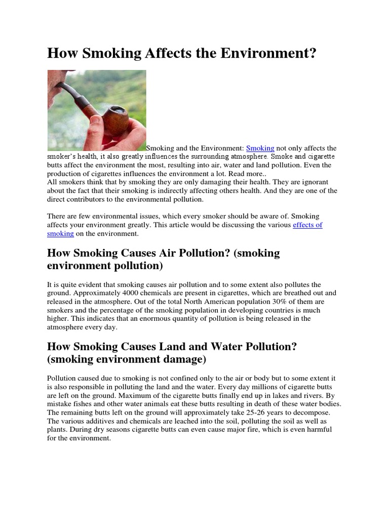 How Smoking Affects The Environment | PDF | Cigarette | Smoking
