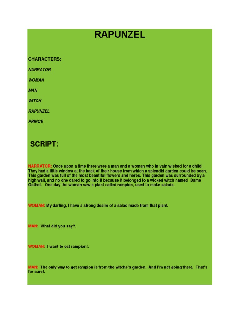 Rapunzel: Script | PDF | Rapunzel