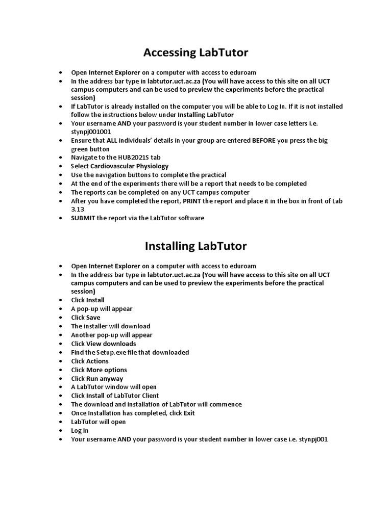 Accessing and Installing LabTutor UCT | PDF | Computers