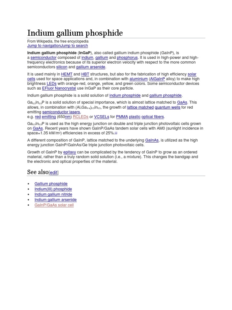 Indium Gallium Phosphide Overview | PDF | Computers | Technology ...