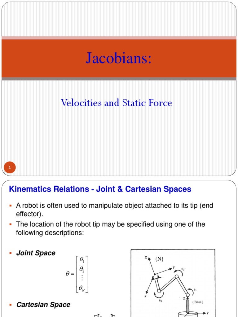 Jacobians:: Velocities and Static Force | PDF | Derivative | Space
