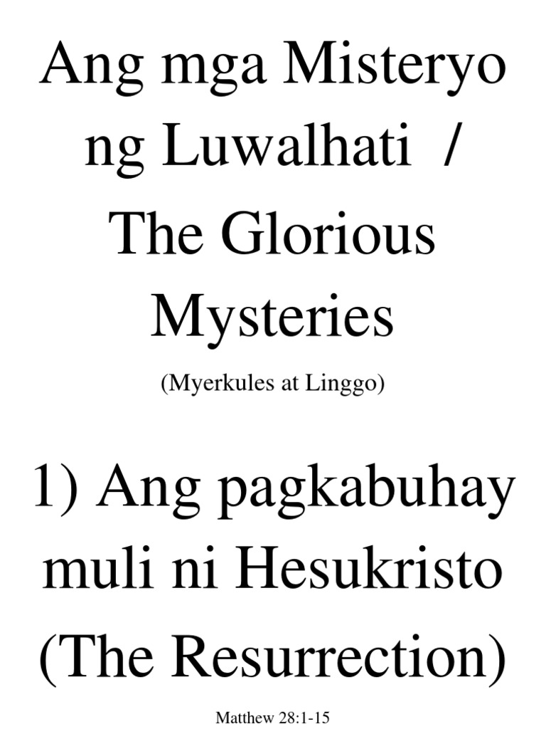 Ang Mga Misteryo NG Luwalhati | PDF