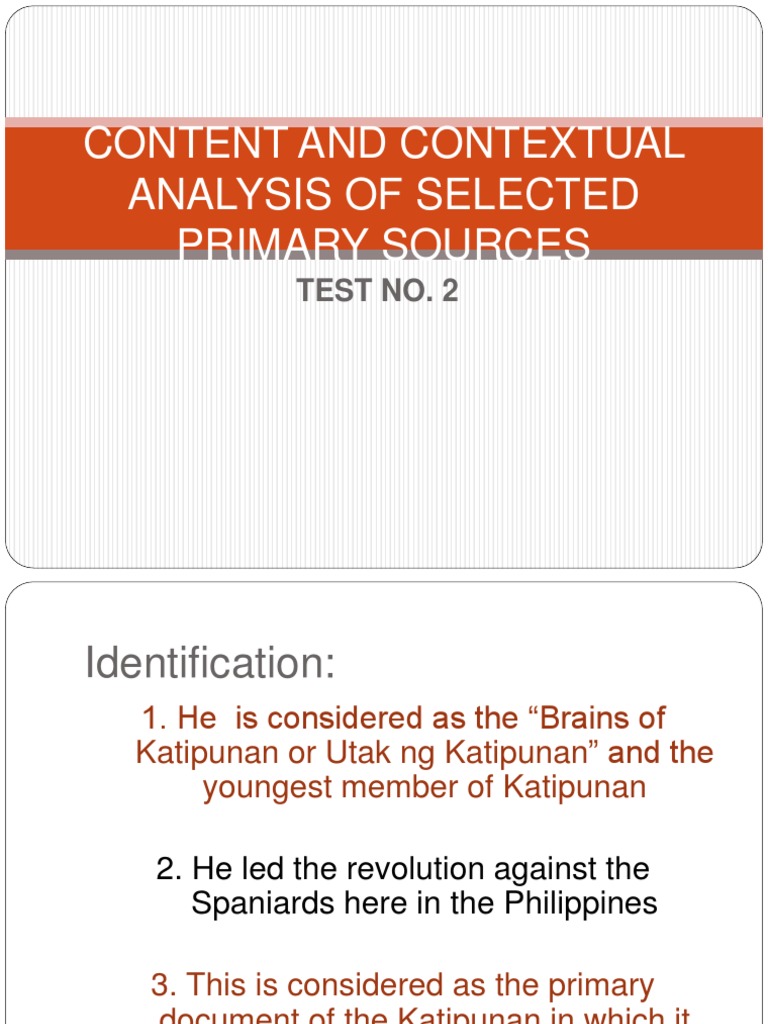 Content and Contextual Analysis of Selected Primary Sources | Philippines