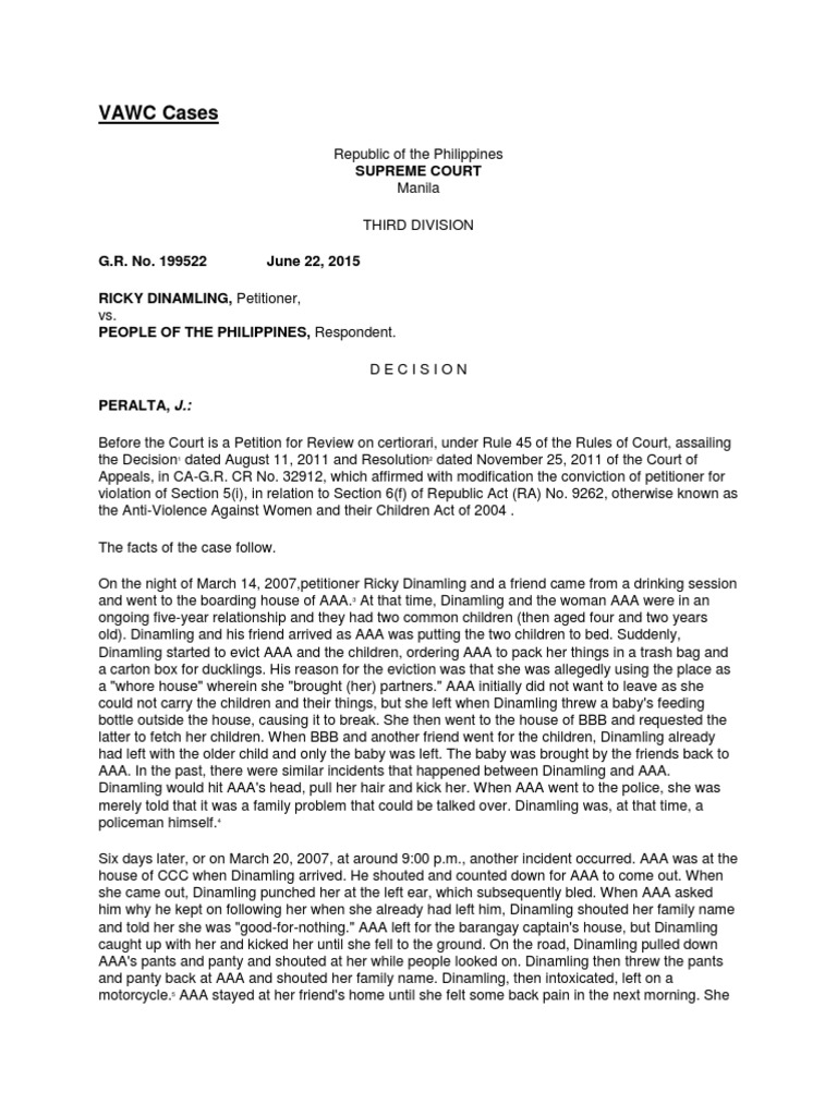 Vawc Cases | PDF | Sentence (Law) | Psychological Abuse