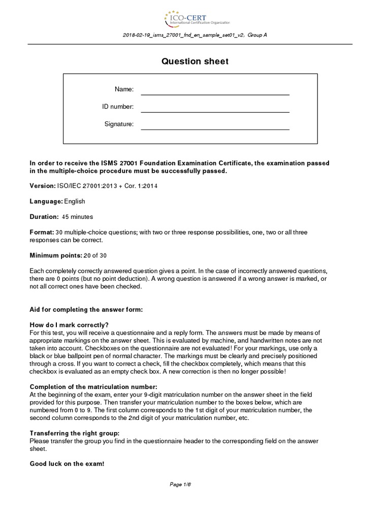 Sample Exam | PDF | Information Security | Audit