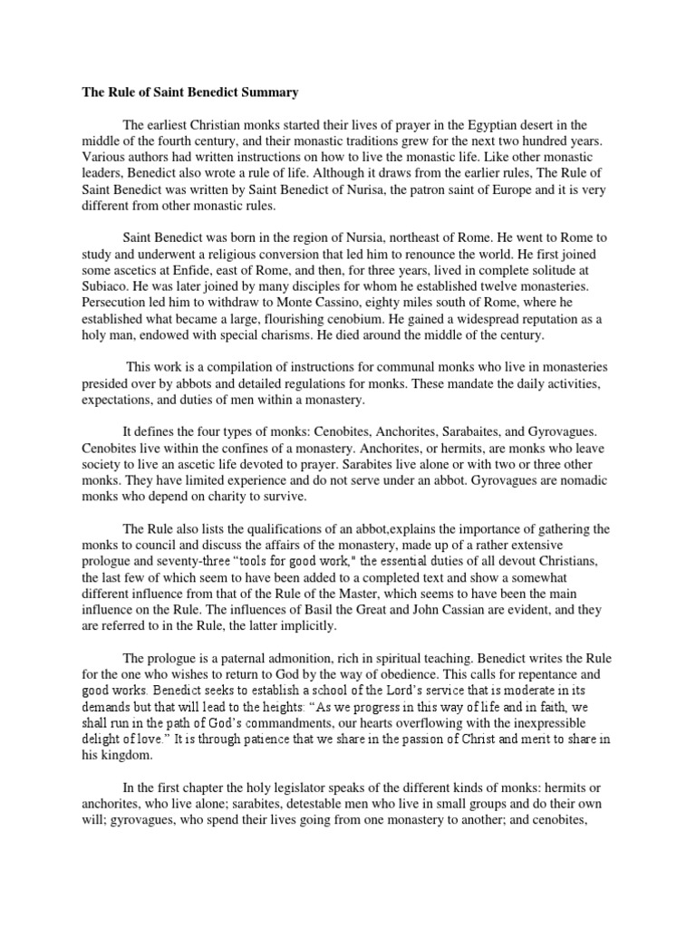 Rule of St. Benedict | PDF | Monasticism | Monk