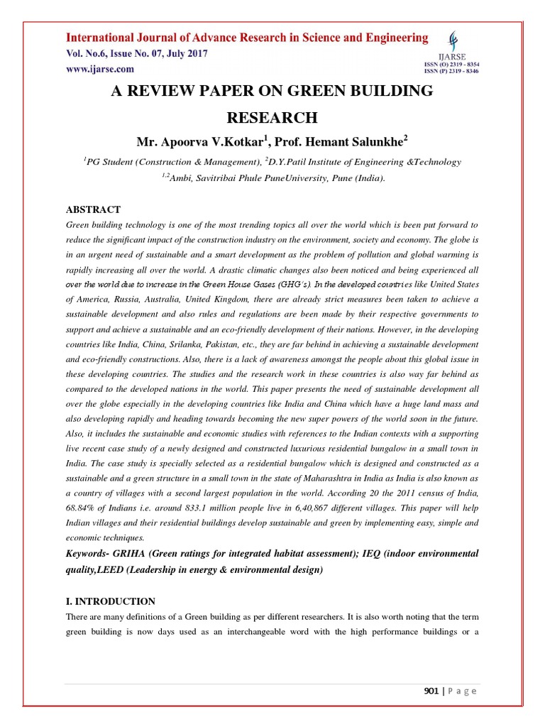 A Review Paper On Green Building Research: Mr. Apoorva V.Kotkar, Prof ...