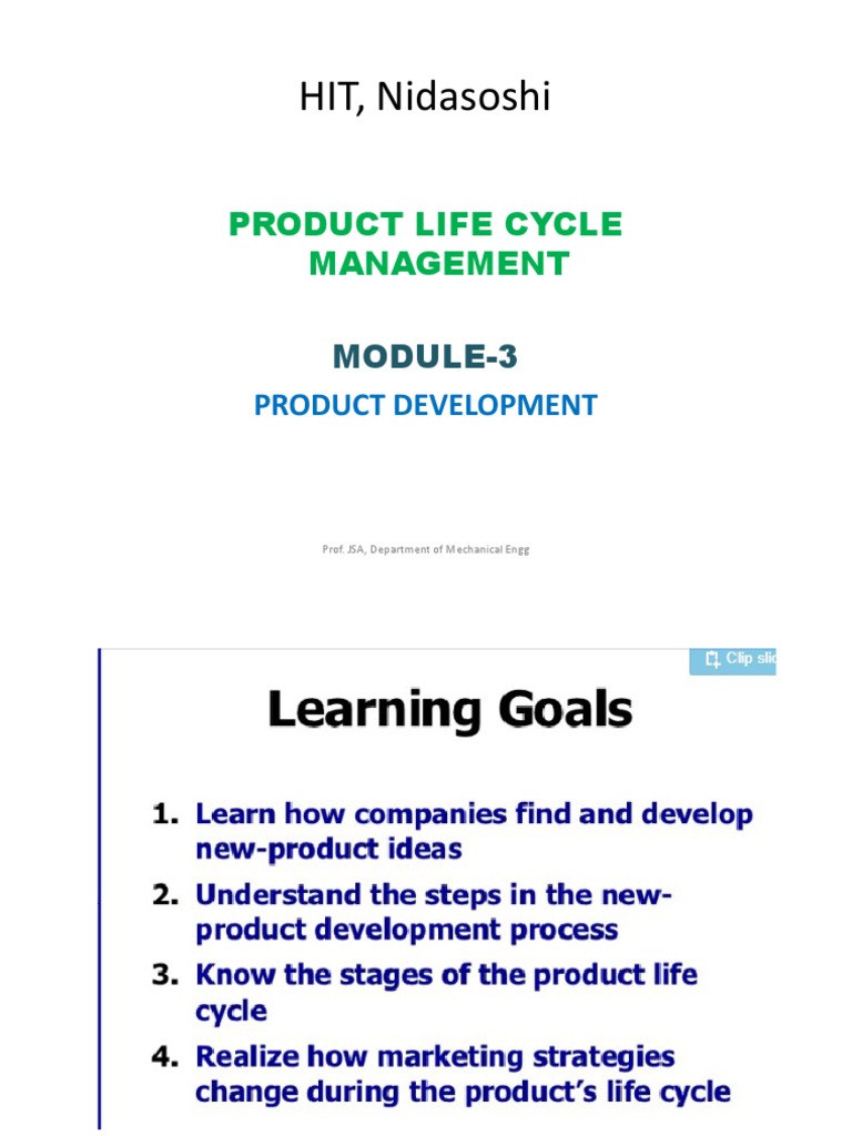 HIT, Nidasoshi: Product Life Cycle Management | PDF | Market Analysis ...