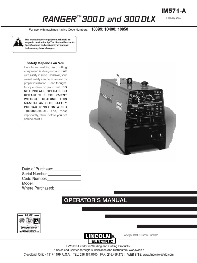 Linkoln Ranger 300 DLX | PDF | Welding | Construction
