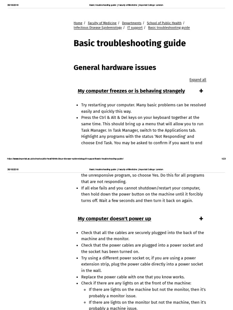 Basic Troubleshooting Guide | PDF | Computer Keyboard | Computer Virus