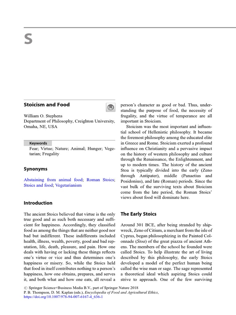 Stoicism and Food | PDF | Stoicism | Epictetus