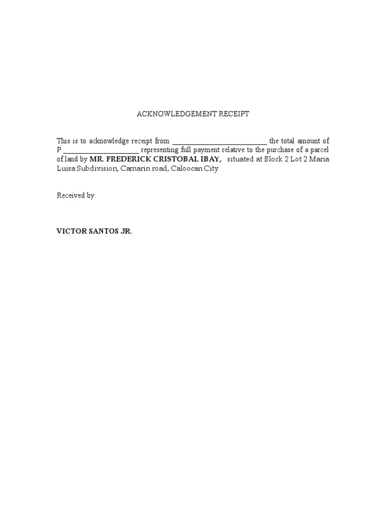 Acknowledgement Receipt | PDF