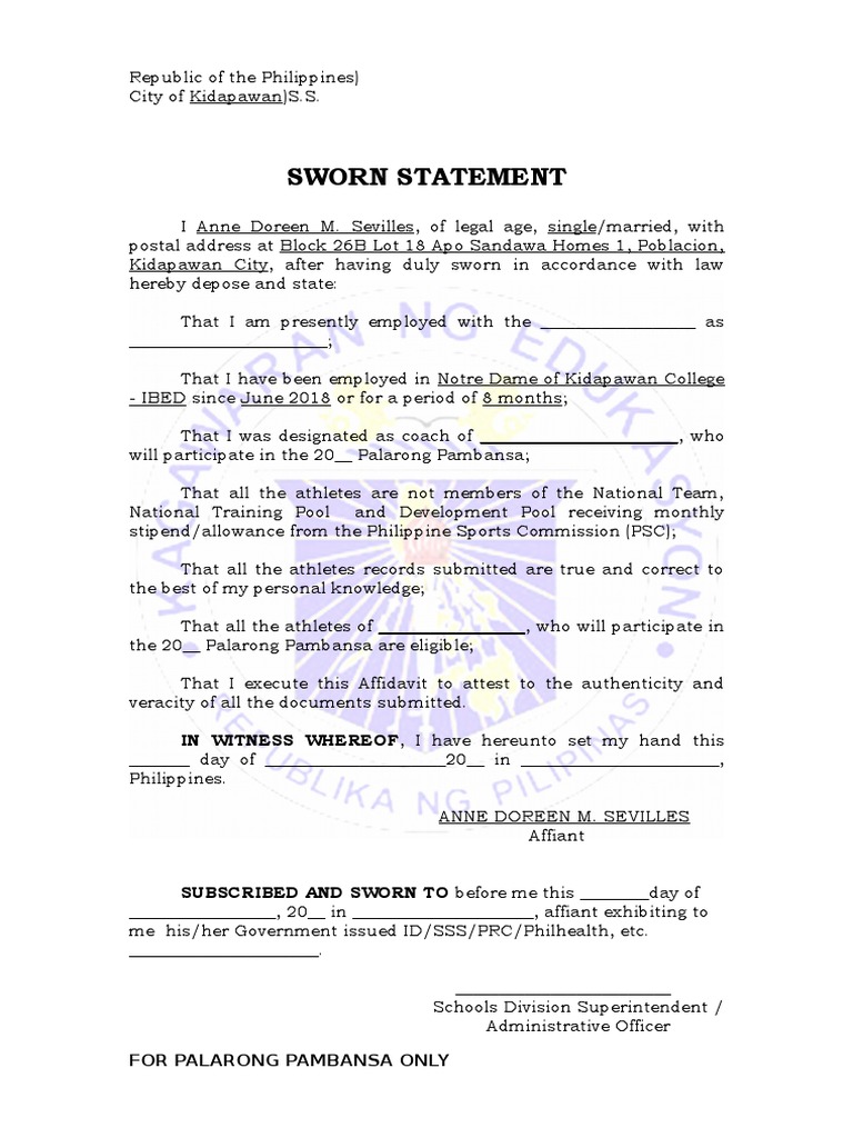 2017 Sworn Statement | PDF | Affidavit | Legal Documents