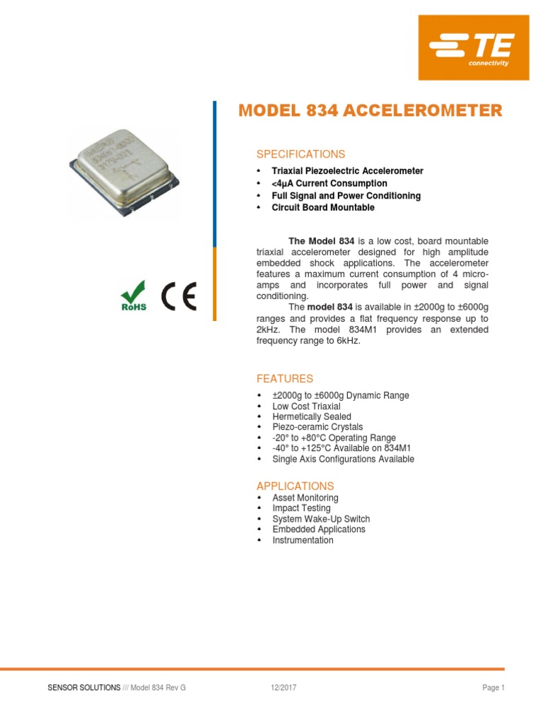 ENG DS 834 Accelerometer A2 | PDF | Accelerometer | Calibration