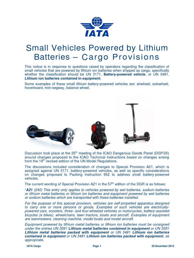 Lithium Battery Vehicle Cargo Guidelines | PDF | Cargo | Vehicles