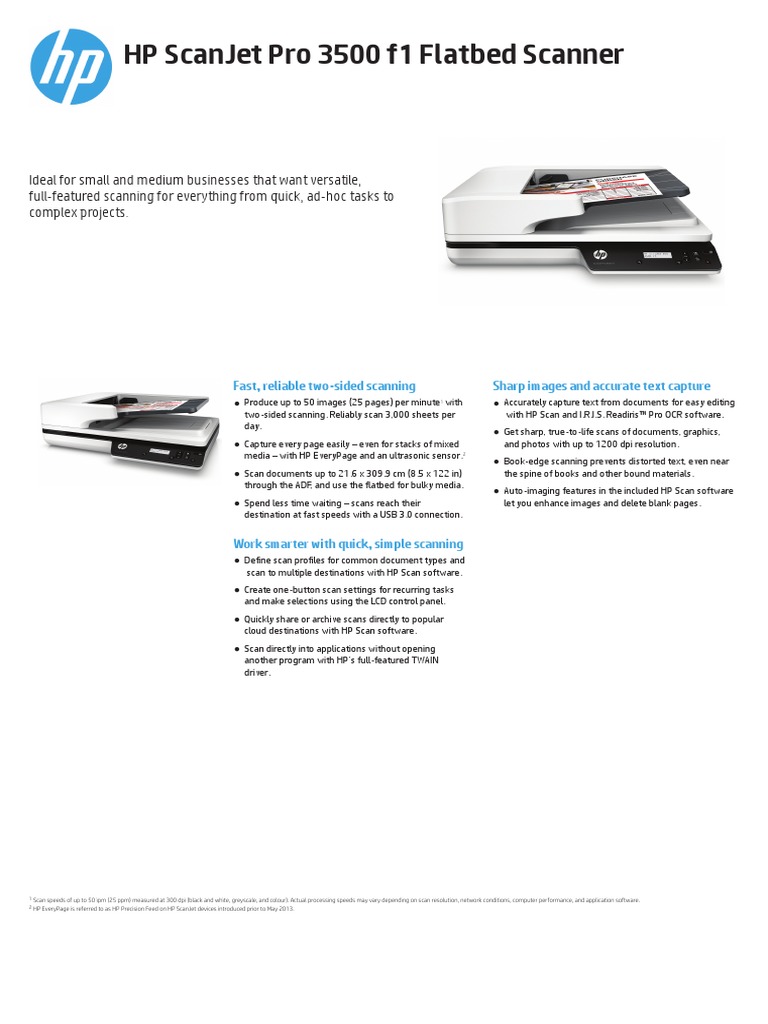 HP Scanjet Pro 3500 F1 Flatbed Scanner | PDF | Image Scanner | 64 Bit ...
