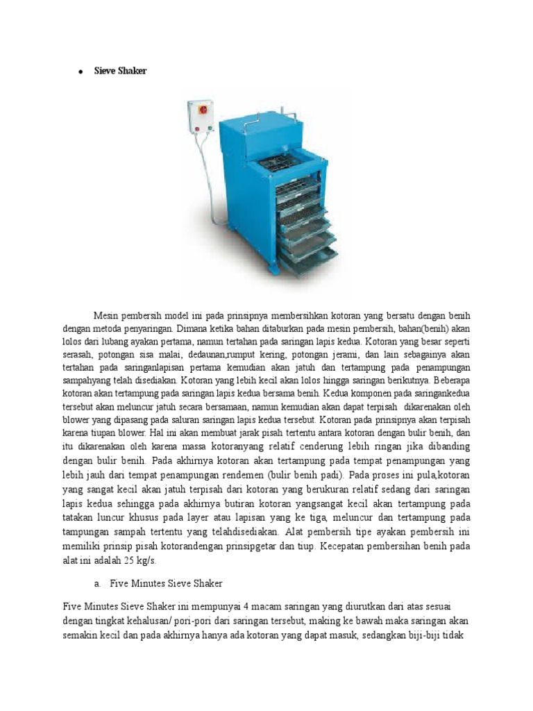 Alat Pemisahan Benih | PDF