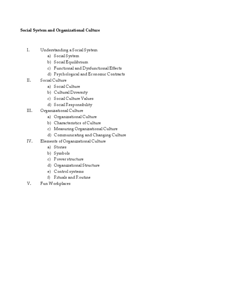 Social System and Organizational Culture | PDF | Organizational Culture ...