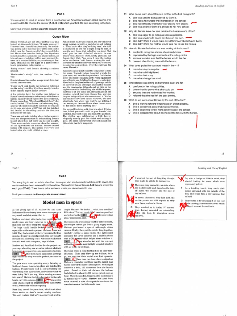 Cambridge English. First For Schools 1.test 1. Reading PDF | PDF