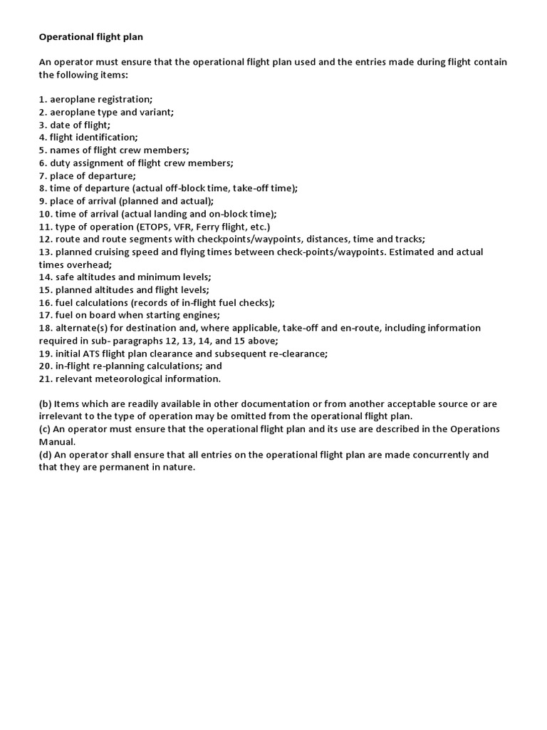 Operational Flight Plan - Description | PDF | Transponder (Aeronautics ...