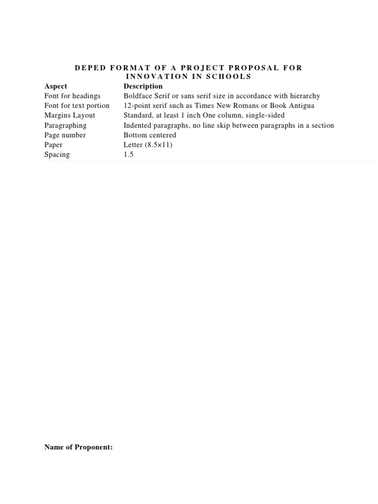 Project Proposal Format | PDF | Goal | Paragraph