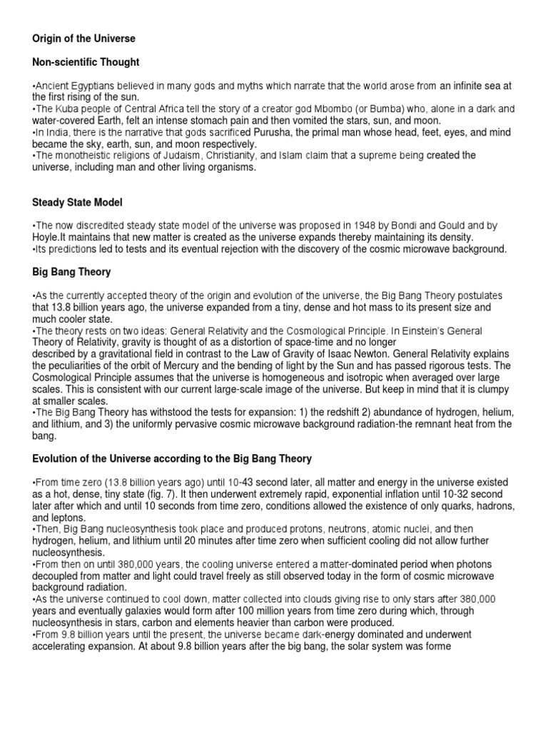 Origin of The Universe Non-Scientific Thought | PDF | Big Bang | Universe