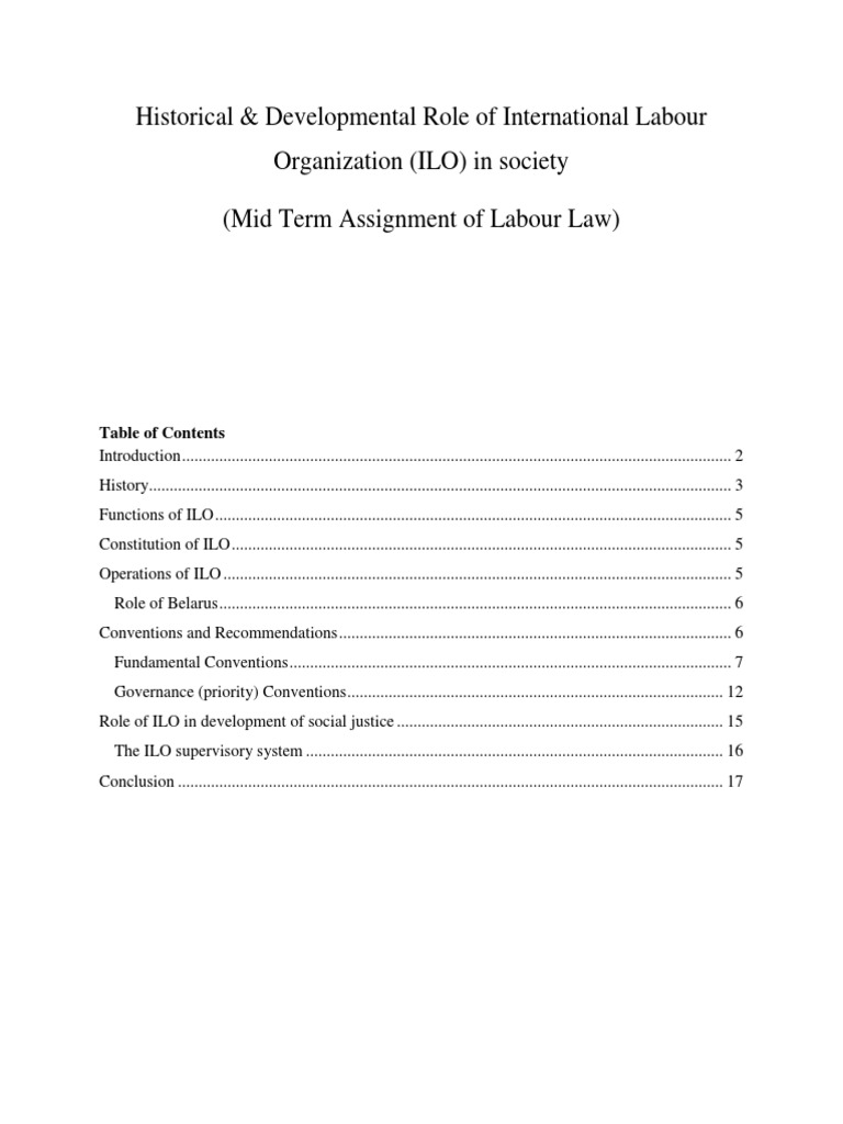 Role of ILO | PDF | International Labour Organization | Ratification