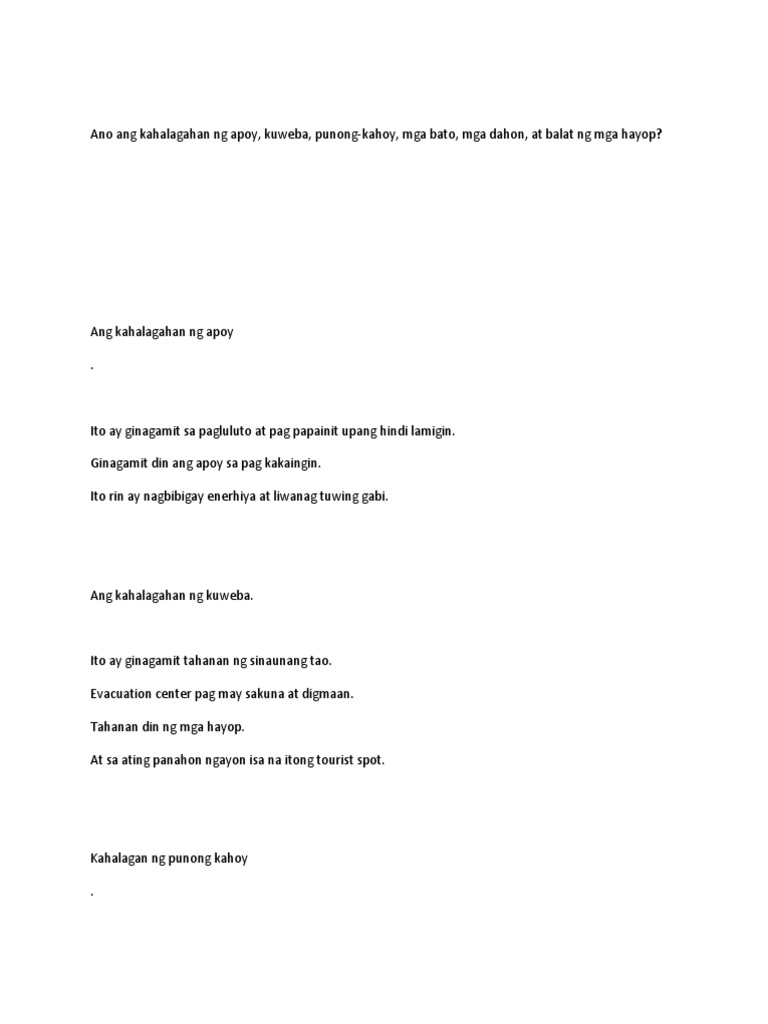 Ano Ang Kahalagahan NG Apoy | PDF