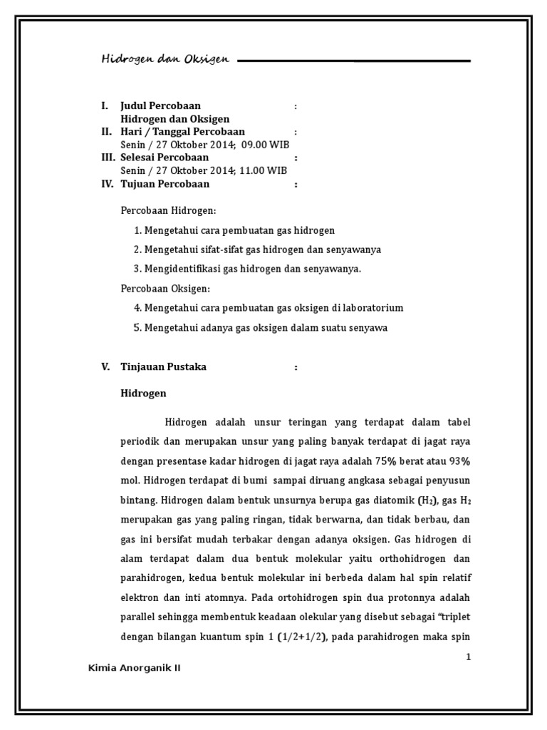 Dokumen - Tips - Laporan Hidrogen Dan Oksigen Fix | PDF