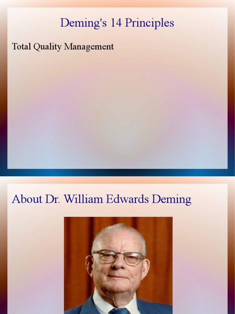 Deming's 14 Principles: Total Quality Management | PDF | Quality ...